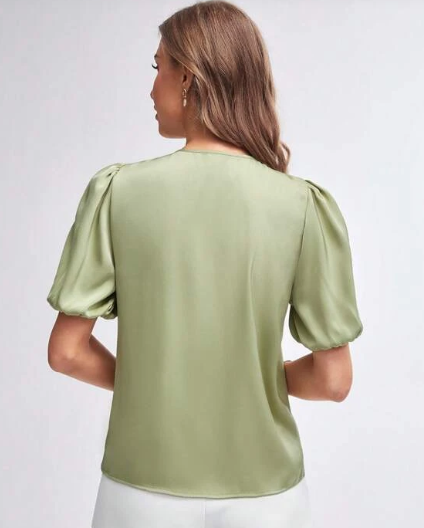 Puff Sleeve Satin Blouse – The Blissful Bra